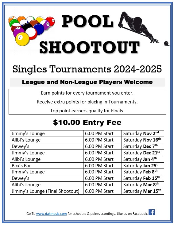 Pool Tournaments/Events | Dakota Music and Amusement